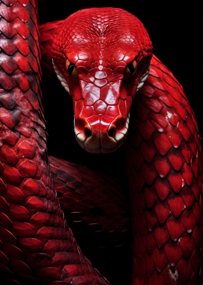 'Red Wild Snake ' Poster, picture, metal print, paint by Cybronauts ...
