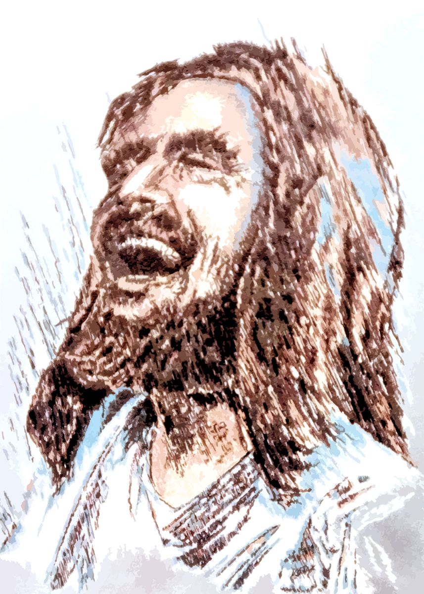 'Laughing Jesus' Poster, picture, metal print, paint by anhvivuha ...