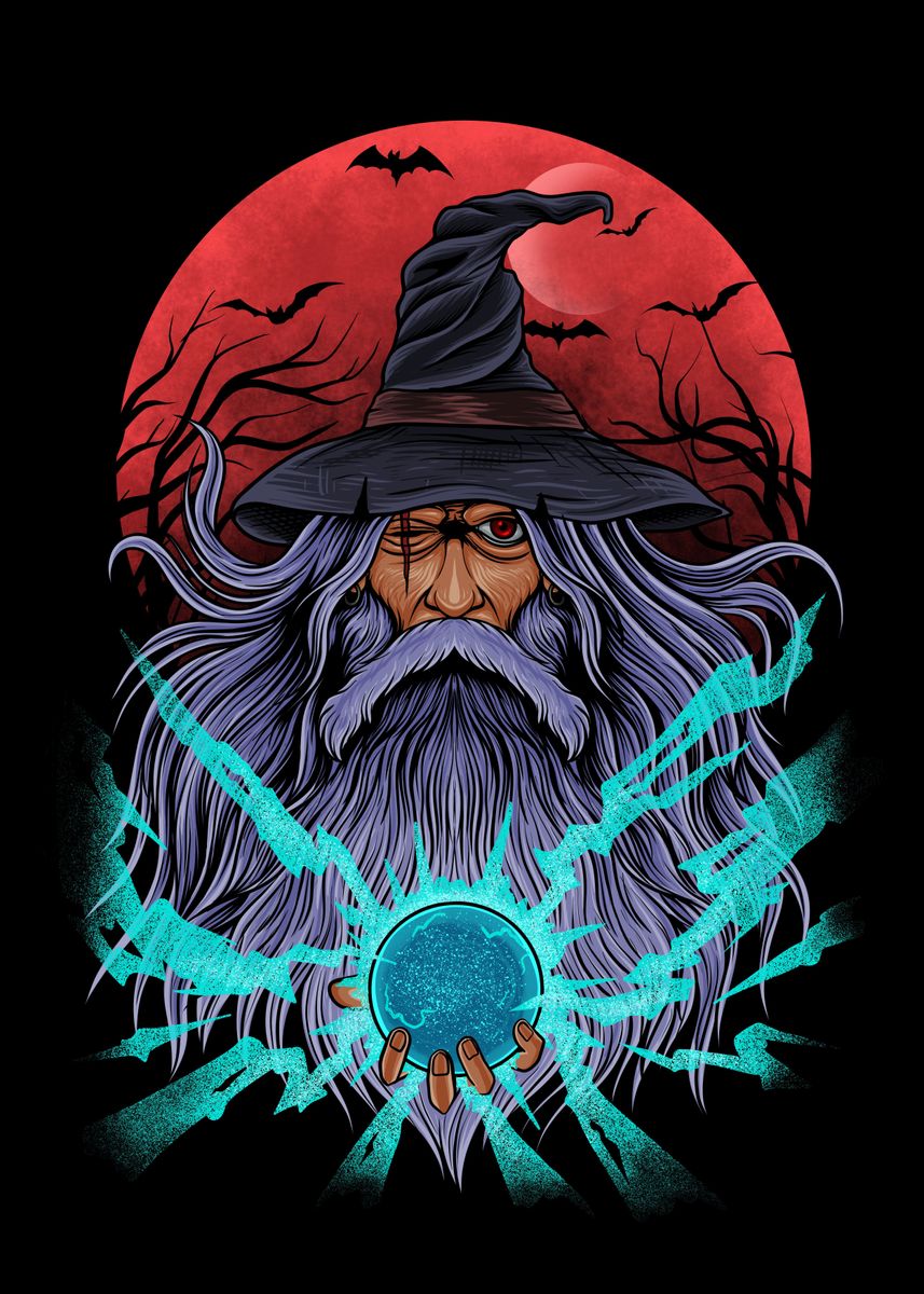 'the witch with magic ball' Poster, picture, metal print, paint by ...