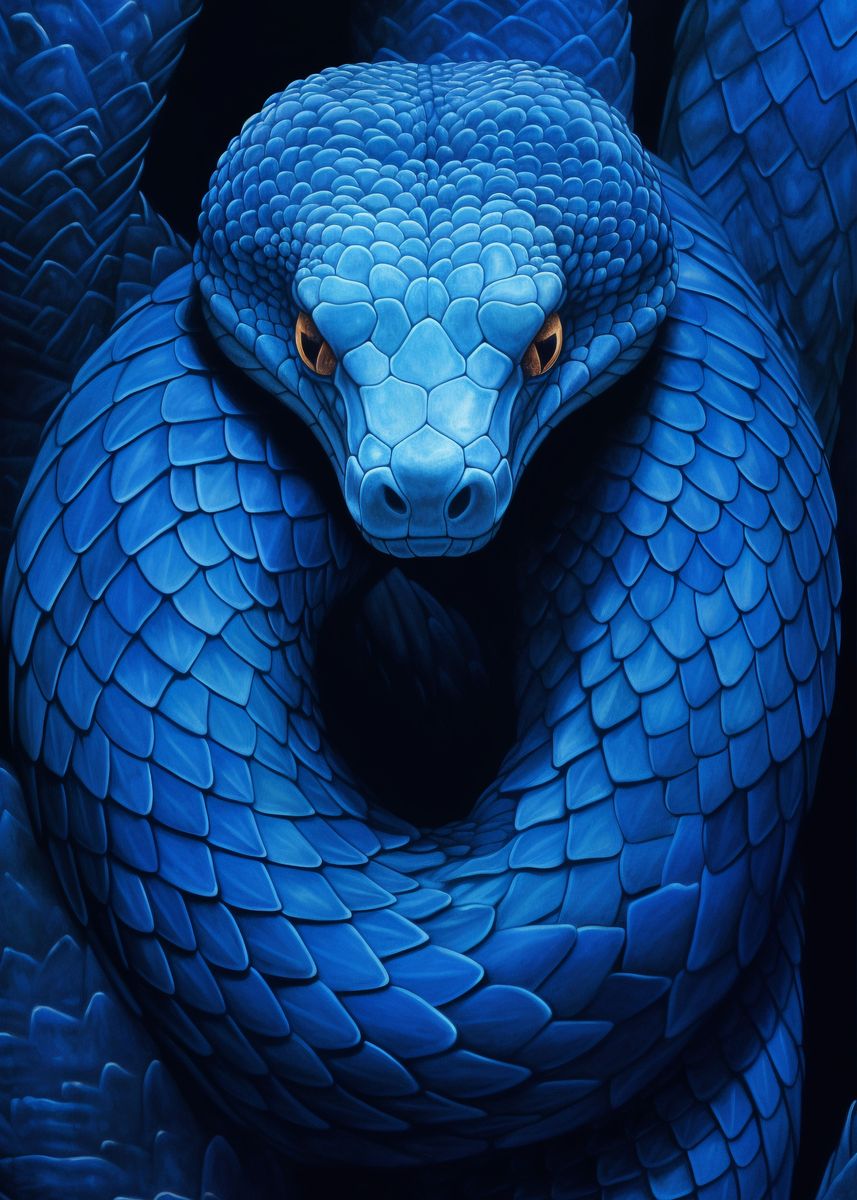 'Dangerous Blue Snake' Poster, picture, metal print, paint by ...