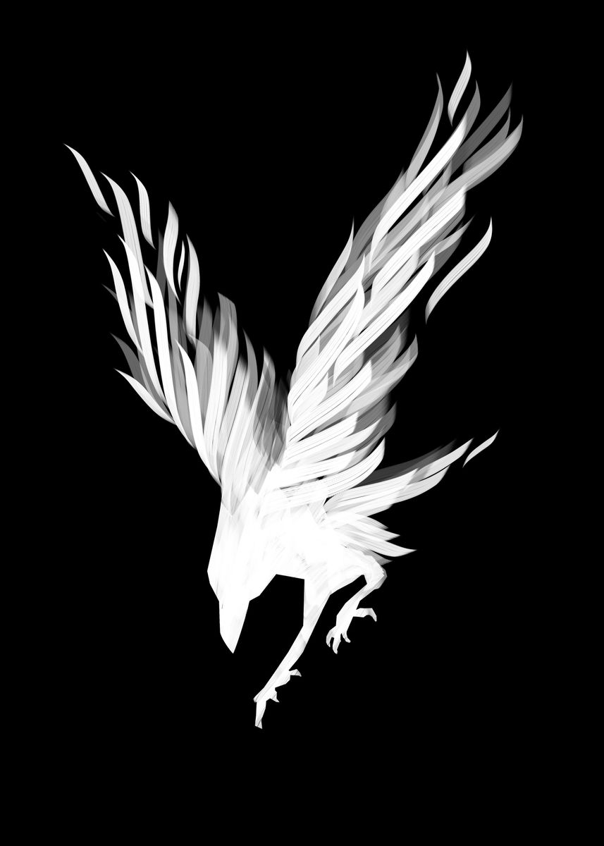 'White burning Crow' Poster, picture, metal print, paint by Semir ...