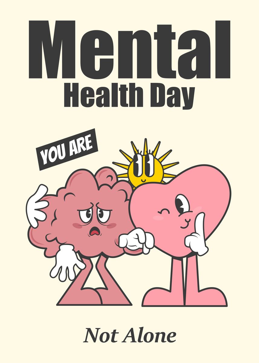 'Mental Health Day Groovy' Poster, picture, metal print, paint by RED ...