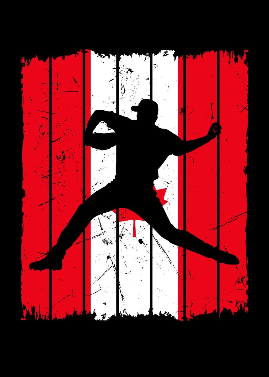 'Baseball Canada Flag' Poster, picture, metal print, paint by ...