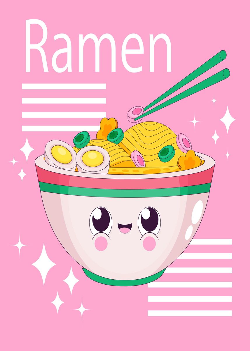 'ramen cute japan food ' Poster, picture, metal print, paint by ...