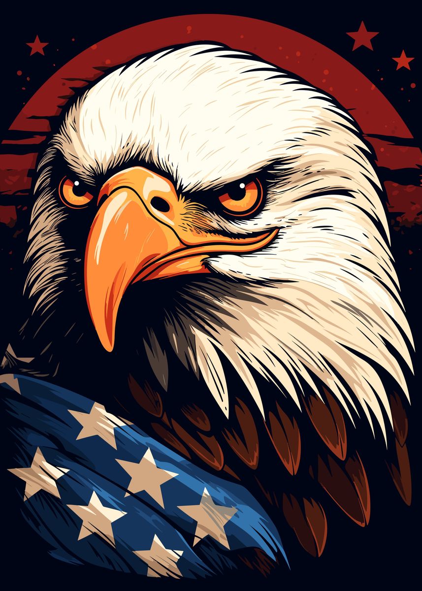 'Bald Eagle USA' Poster, picture, metal print, paint by Mesh | Displate