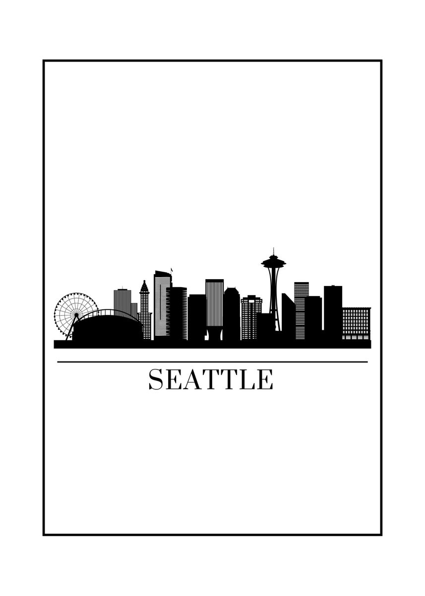 'Seattle Skyline' Poster, picture, metal print, paint by SoulArt Shop ...