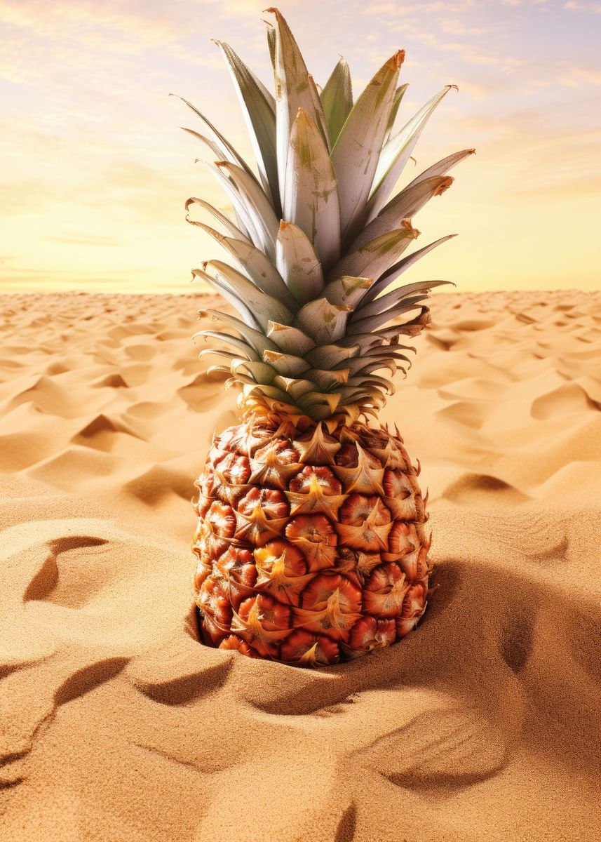 'Ananas In Sand' Poster, picture, metal print, paint by Stylianos ...
