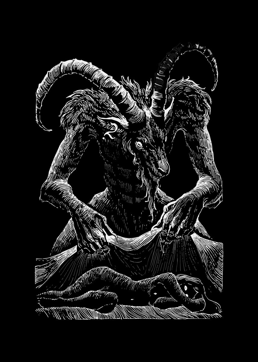 'devil covers sleeping girl' Poster, picture, metal print, paint by ...