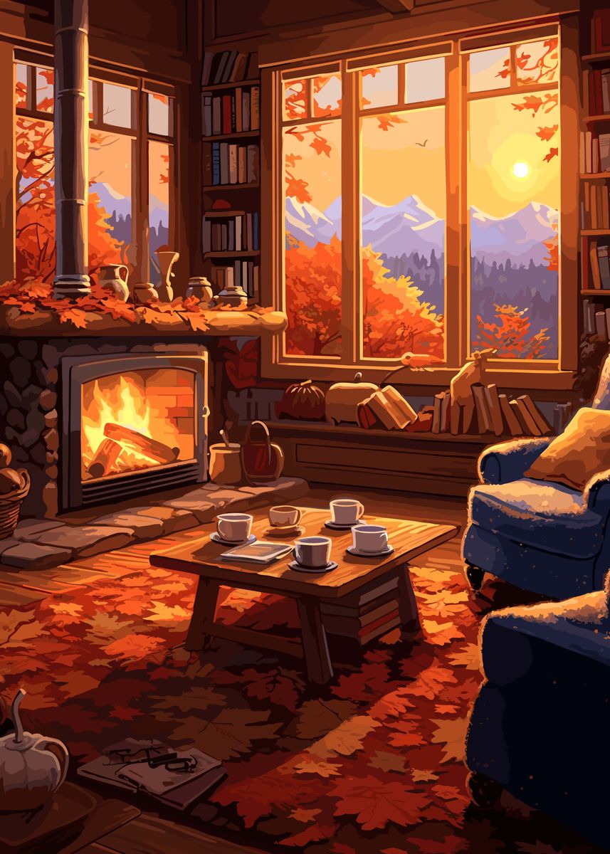 'Cozy Bookworm Corner' Poster, picture, metal print, paint by Constance ...