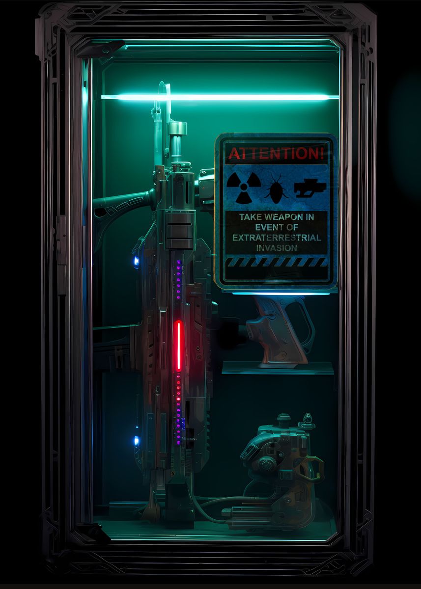 'Laser Rifle for Aliens' Poster, picture, metal print, paint by Lucky ...
