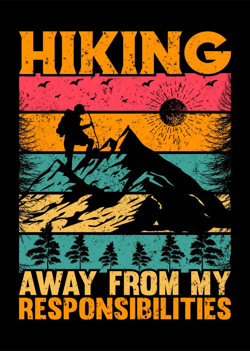 'Hiking' Poster, picture, metal print, paint by Trending Music Retro ...