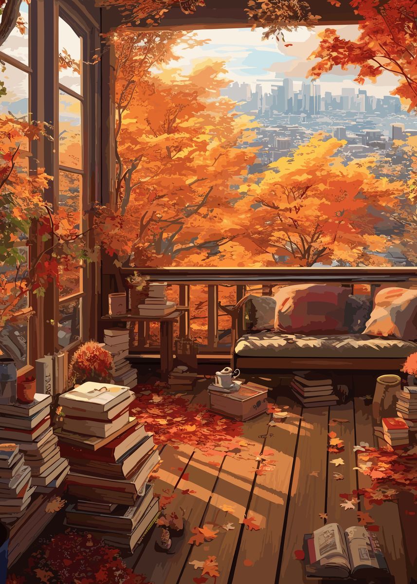 'Cozy Bookworm Corner' Poster, picture, metal print, paint by Constance ...