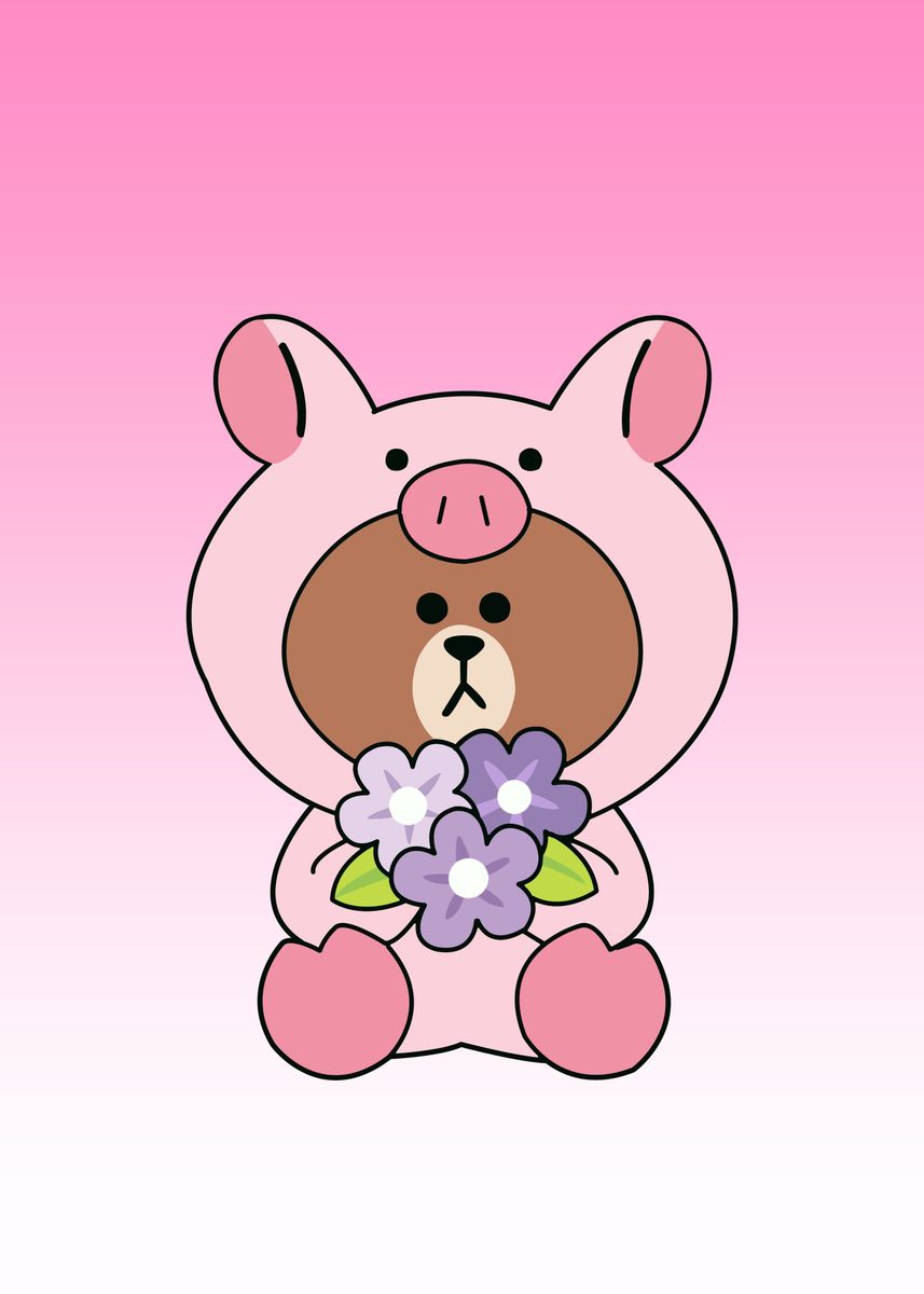 'bear brown cute animal' Poster, picture, metal print, paint by Martyn ...