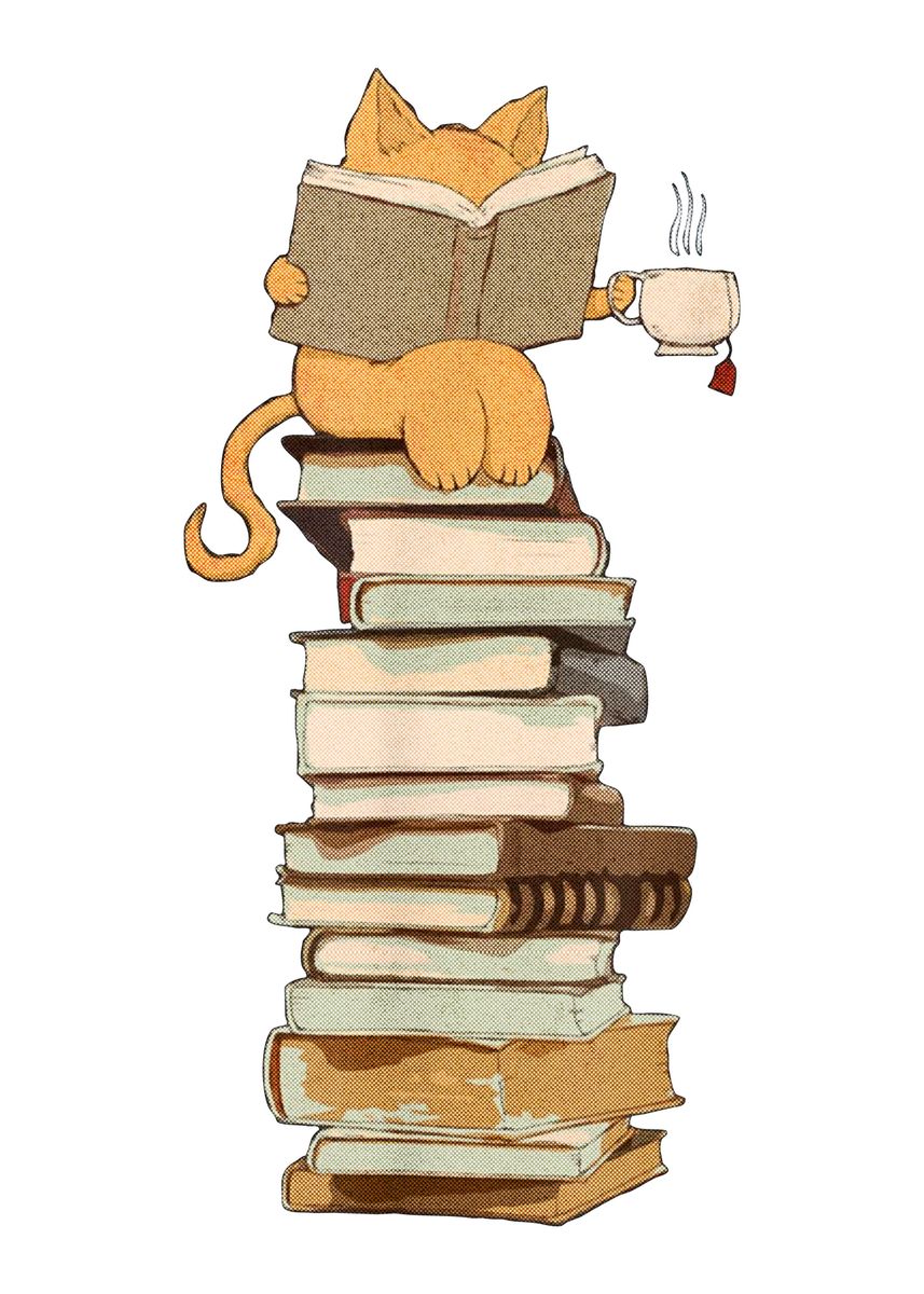 'book cats' Poster, picture, metal print, paint by seruni shop | Displate