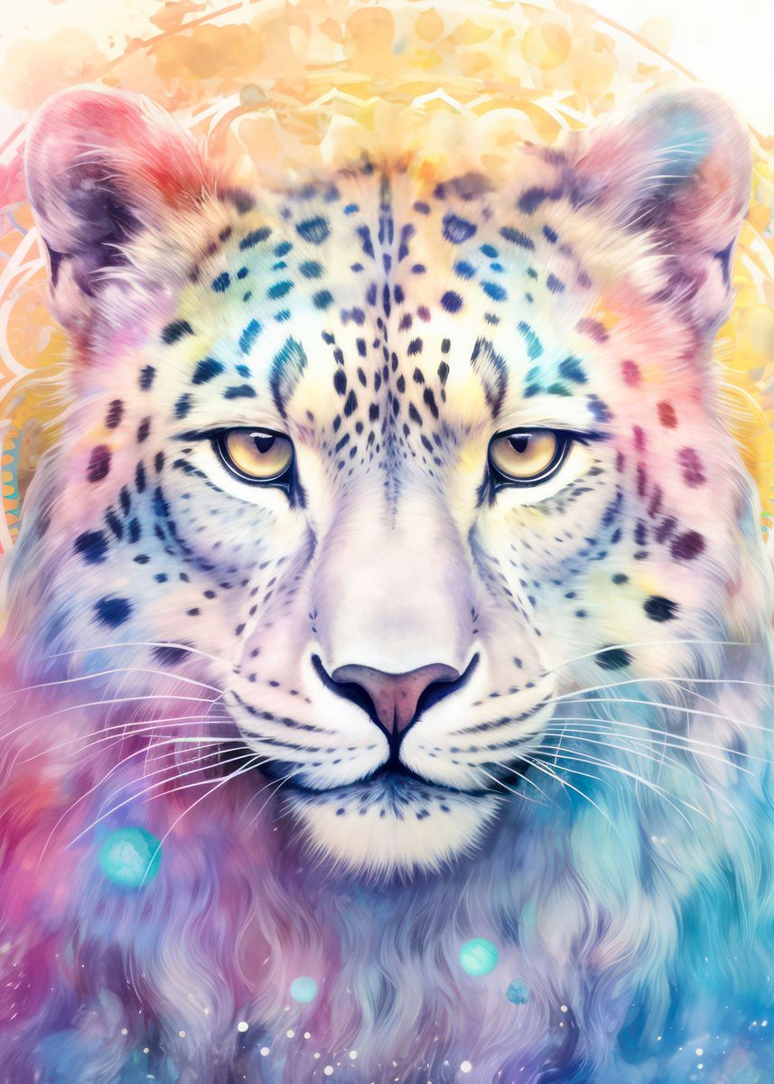 'SpiritAnimal Snow Leopard' Poster, picture, metal print, paint by ...