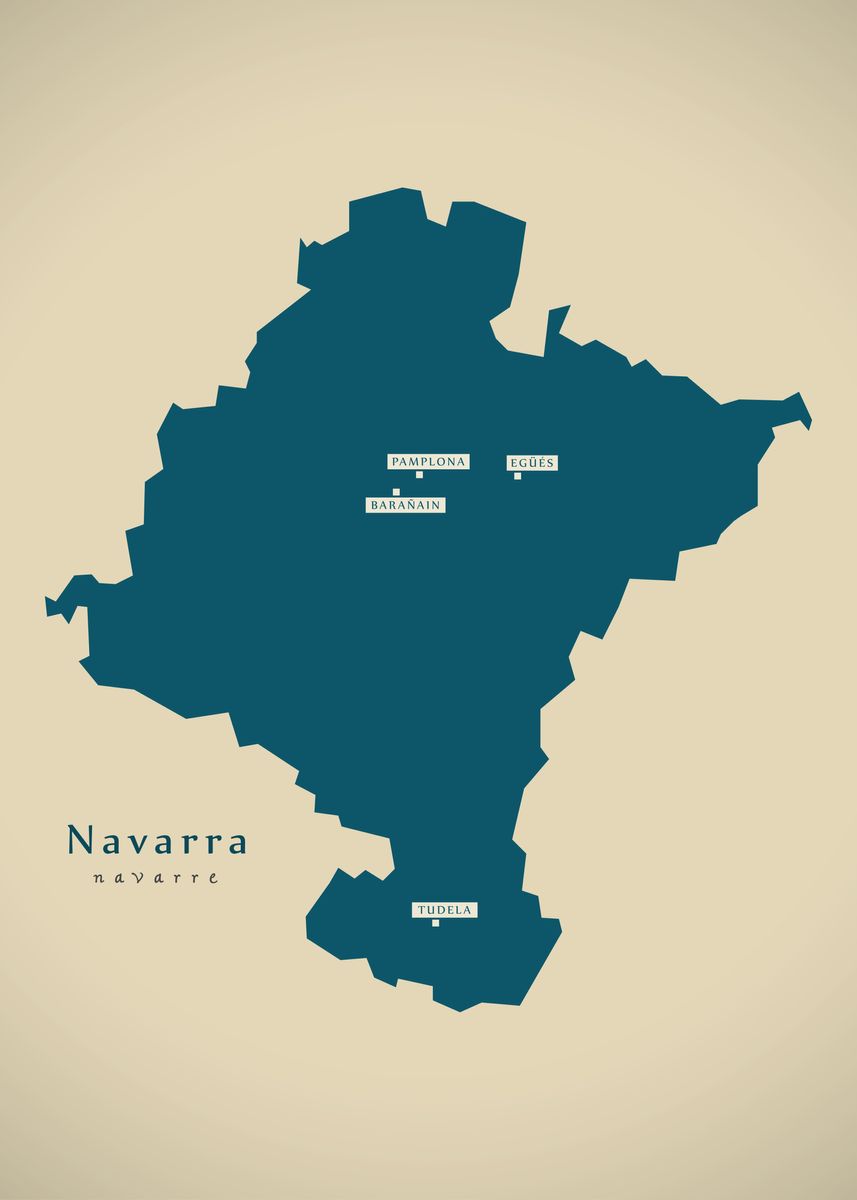 'Navarra Spain region map' Poster, picture, metal print, paint by Ingo ...