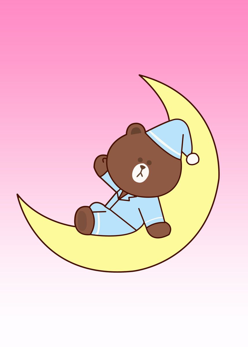 'bear brown cute animal' Poster by Martyn Mack | Displate