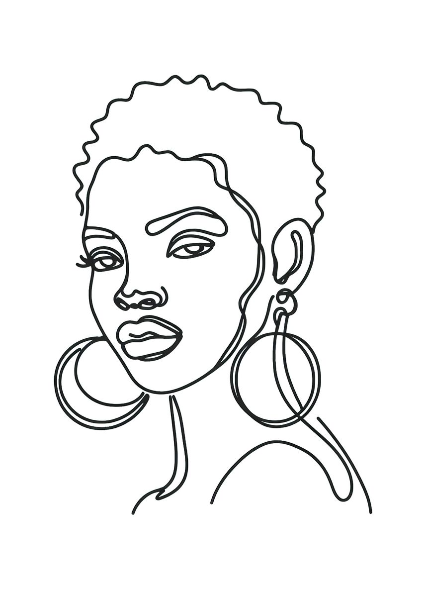 'One Line Art Woman Face' Poster, picture, metal print, paint by Haru ...