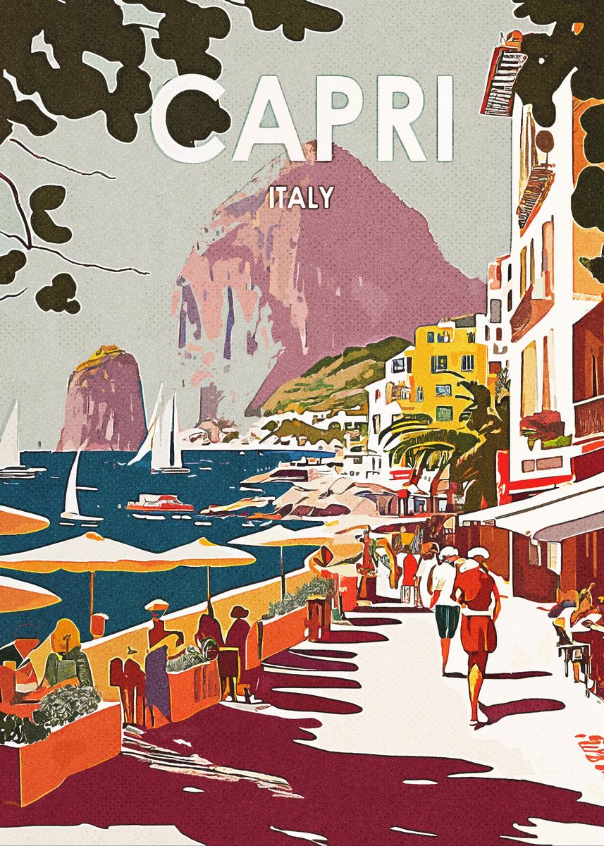 'Capri Italy Retro' Poster by Le Duc Hiep | Displate