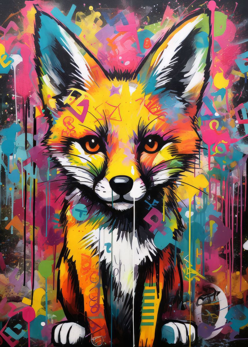 'Banksy Graffiti Slum Fox' Poster, picture, metal print, paint by Zenz ...