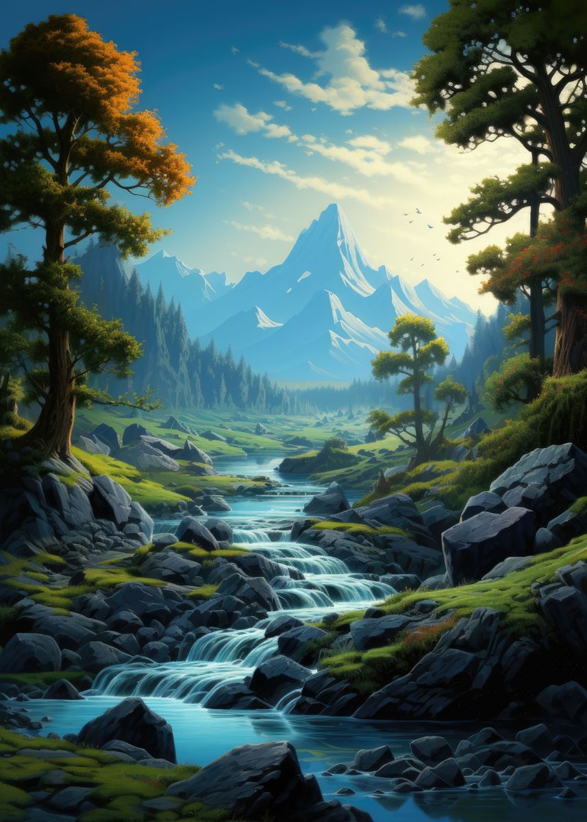 'Nature Landscape' Poster, picture, metal print, paint by Mr Yy | Displate