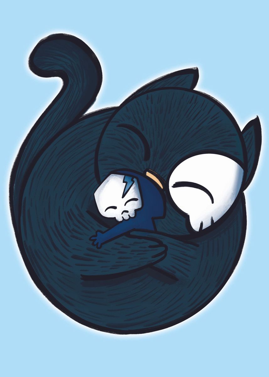 'Petite Bleu amour de Chat' Poster, picture, metal print, paint by DAvy ...