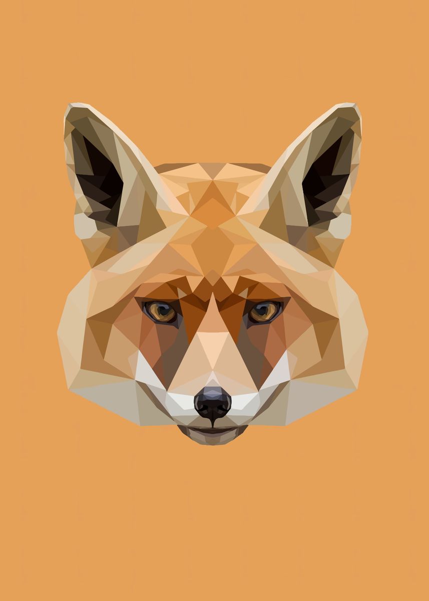 'Low Poly Fox Face' Poster, picture, metal print, paint by Bernard Duke ...