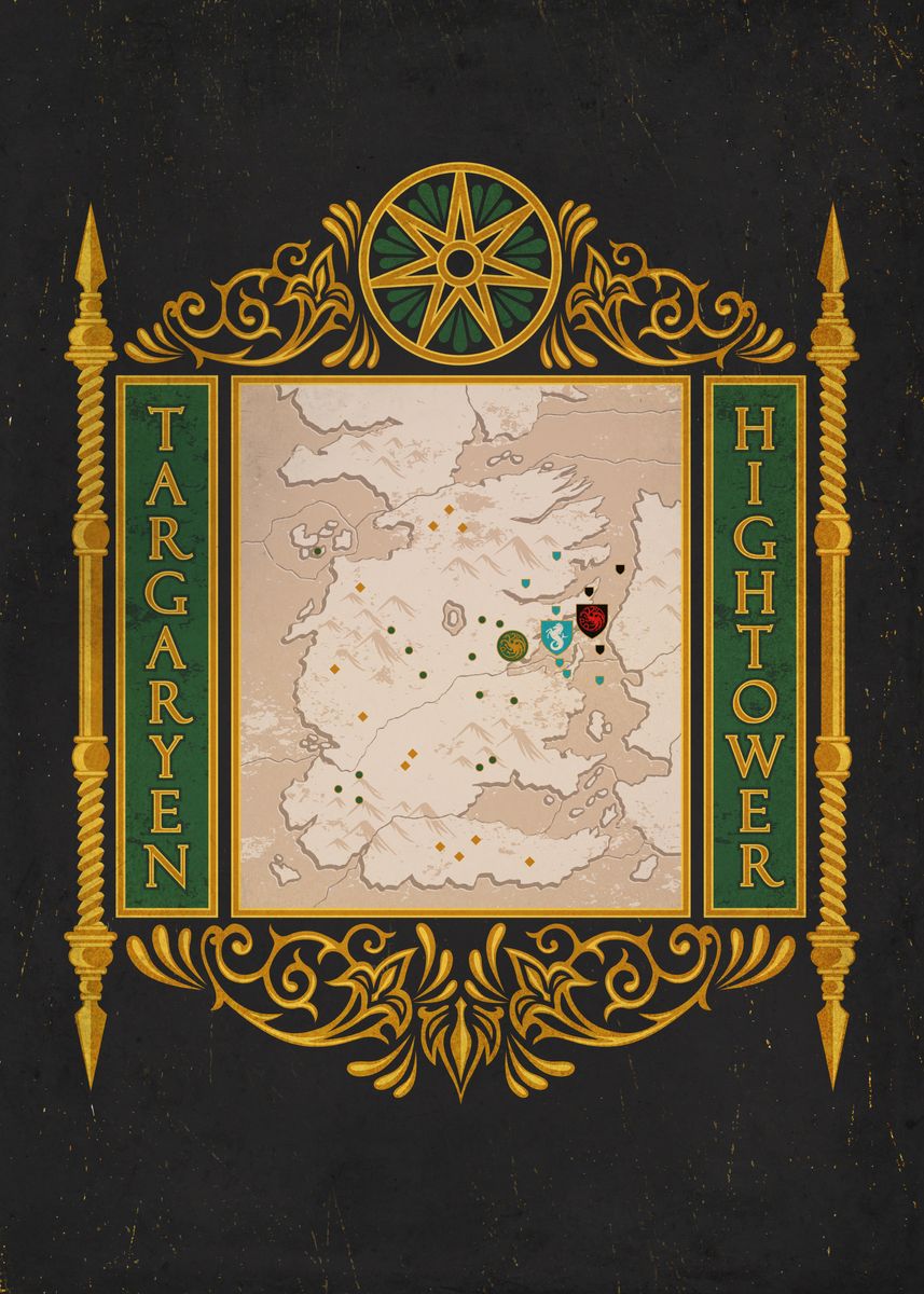 'Westeros in Gold' Poster, picture, metal print, paint by House of the ...