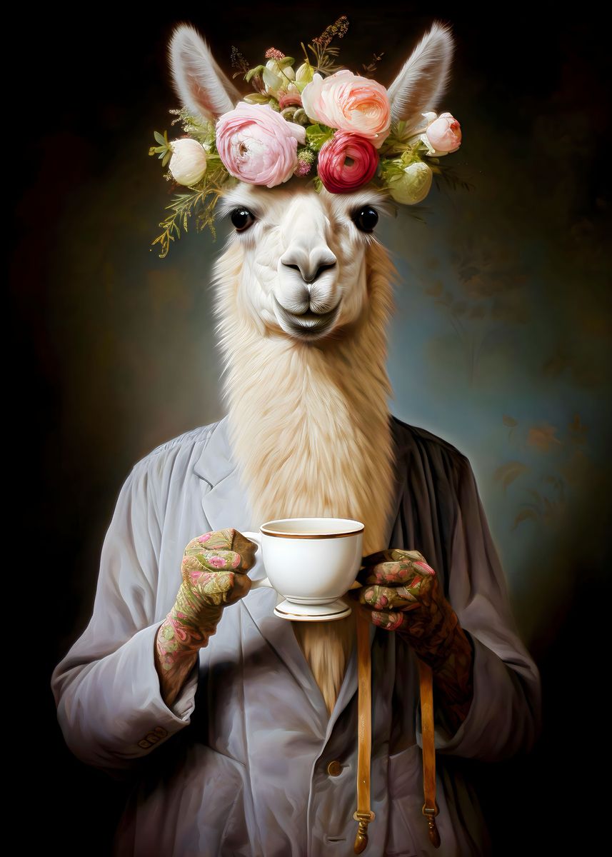 'Lady Llama Coffee' Poster, picture, metal print, paint by Danan Putra ...