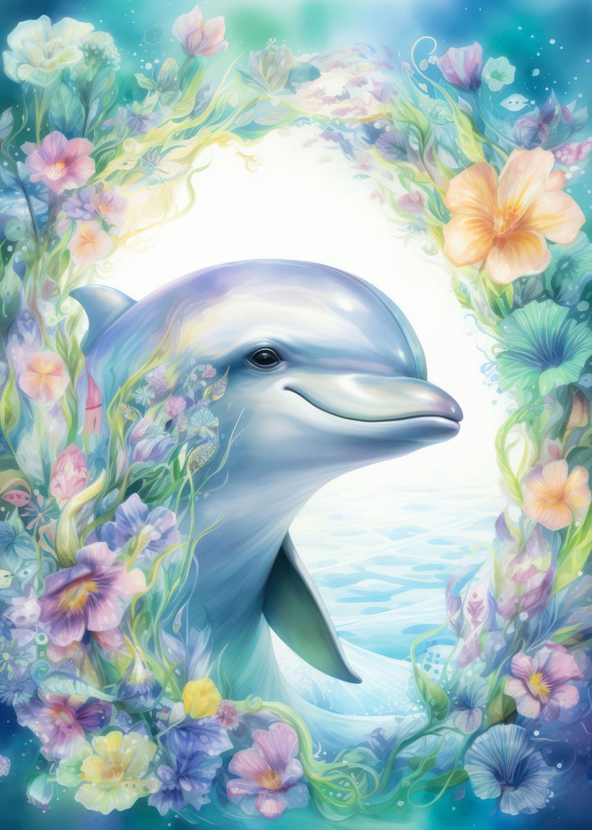 'The Wisdom of the Dolphins' Poster, picture, metal print, paint by ...