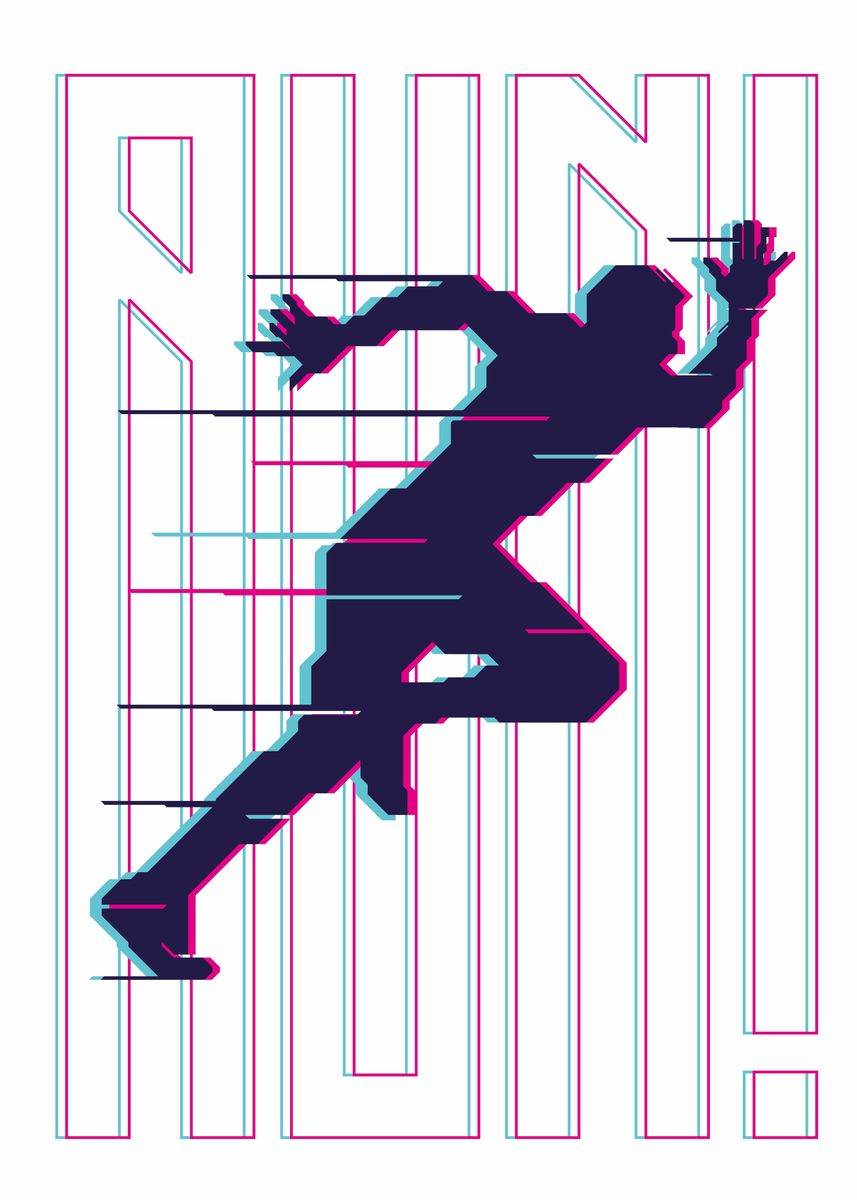 'RUN GLITCH STYLE ' Poster, picture, metal print, paint by Taufan ...