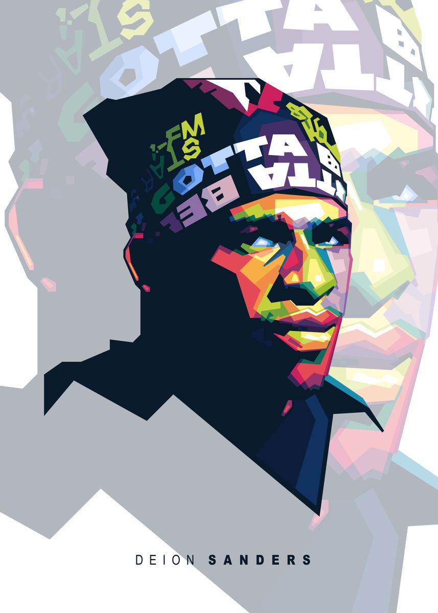 'Neon Deion' Poster, picture, metal print, paint by Ant Sepulchre ...