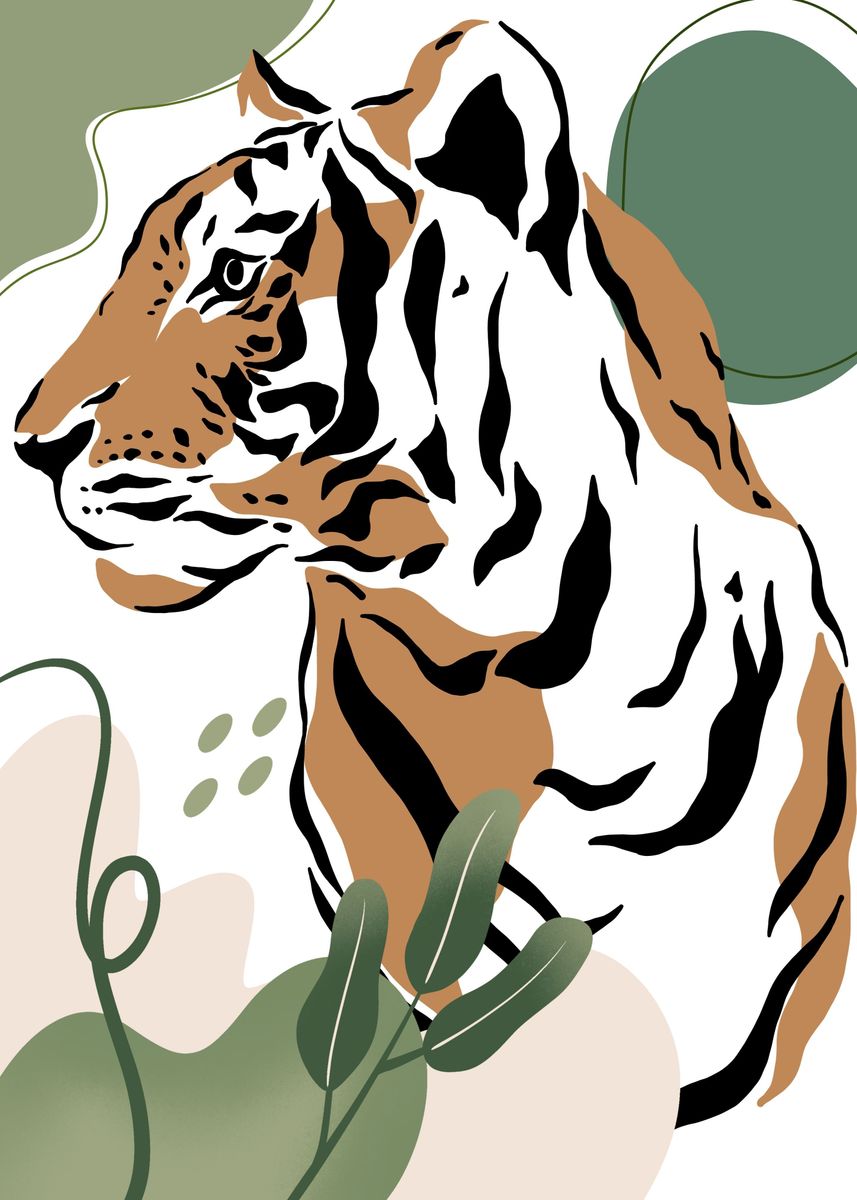 'Boho Tiger Portrait' Poster by Esther Mankita | Displate