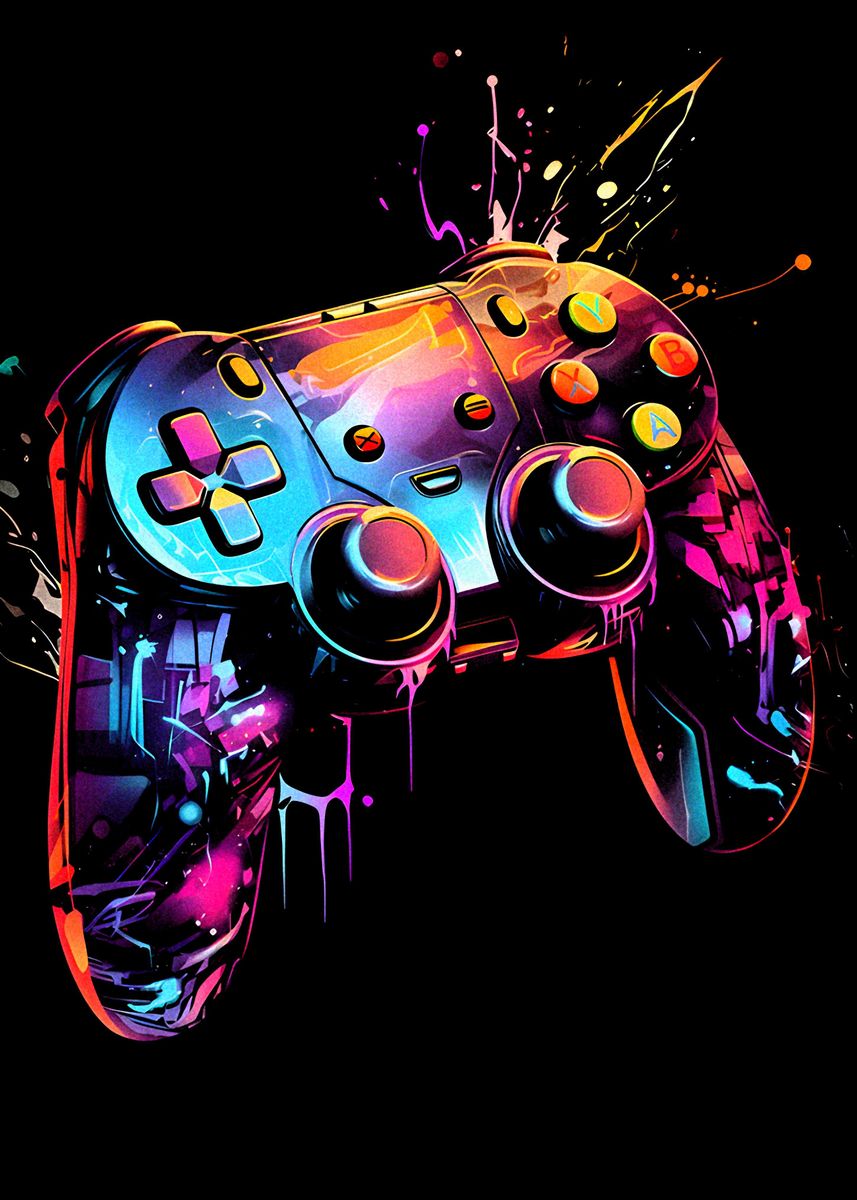 'Modern gaming Controllers' Poster, picture, metal print, paint by ...