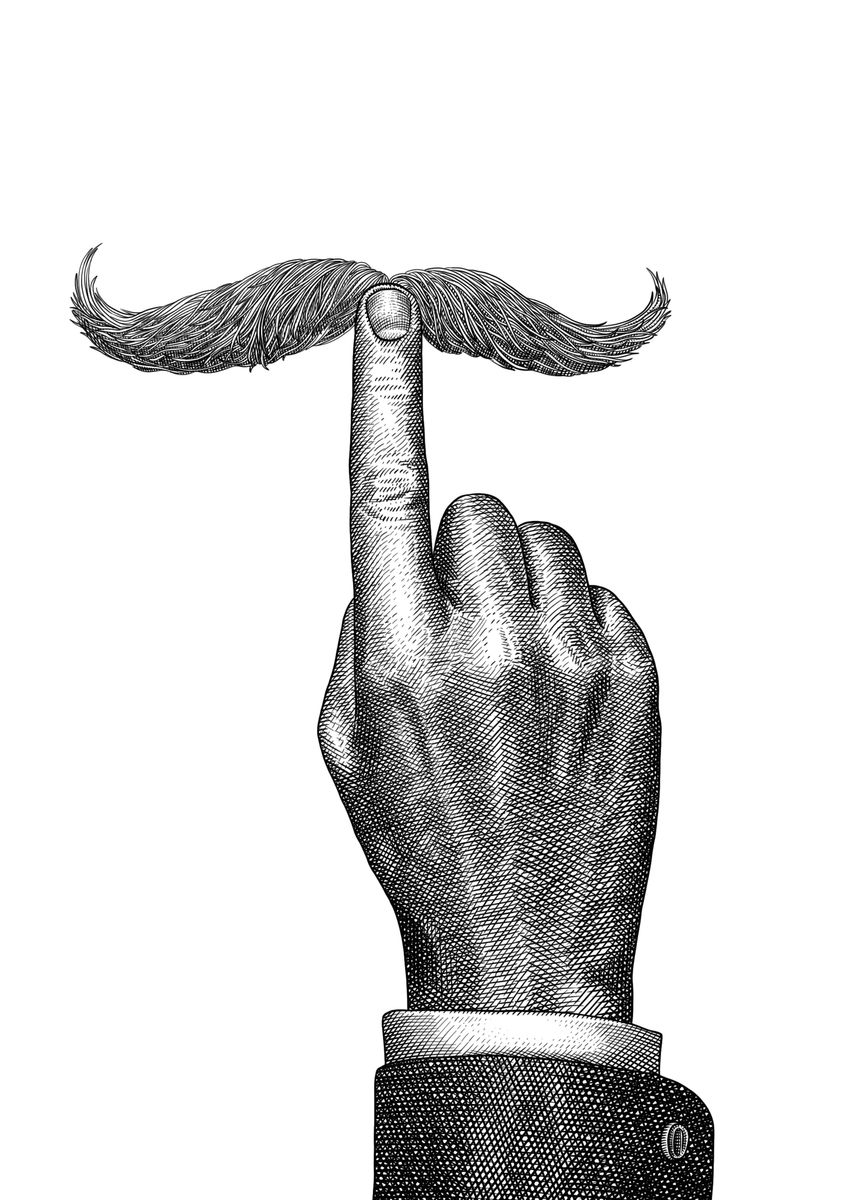 'Mustache finger ' Poster, picture, metal print, paint by Mircea Pop ...