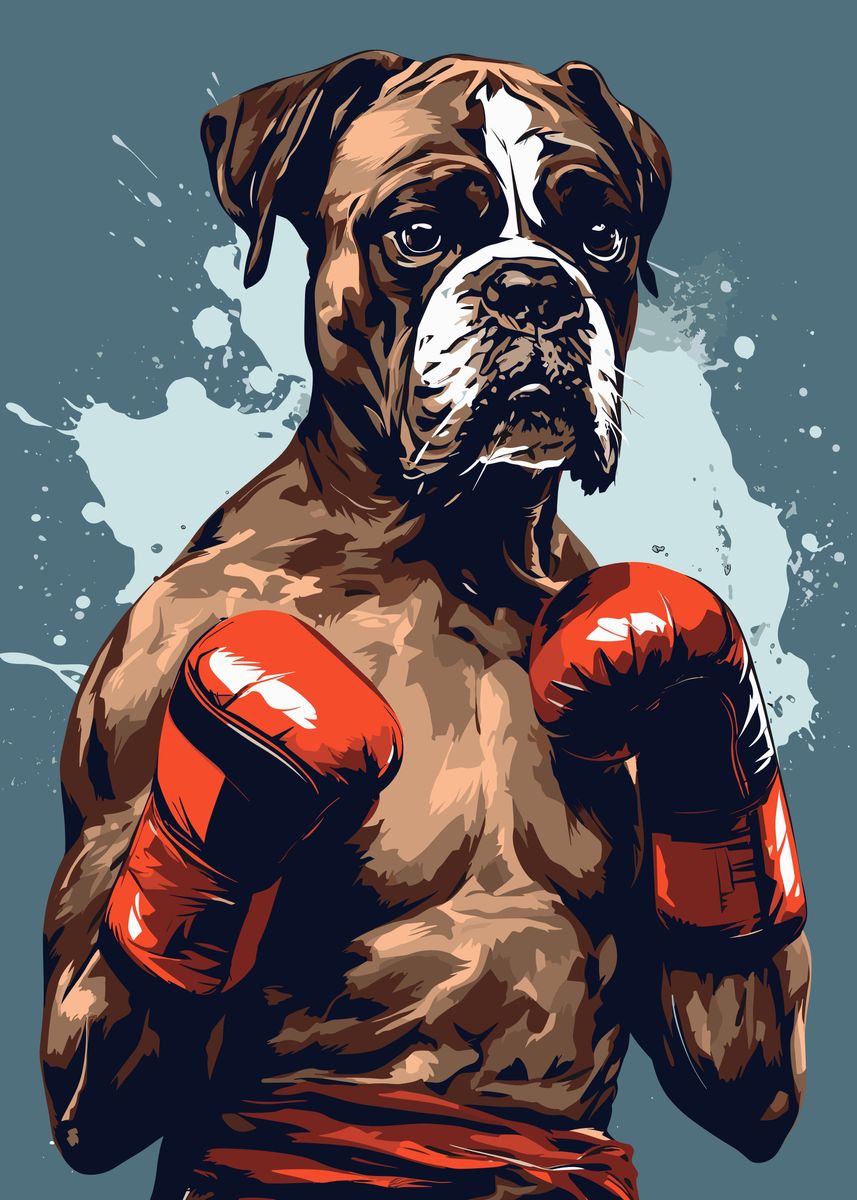 'Boxing Dog' Poster, picture, metal print, paint by Mesh | Displate