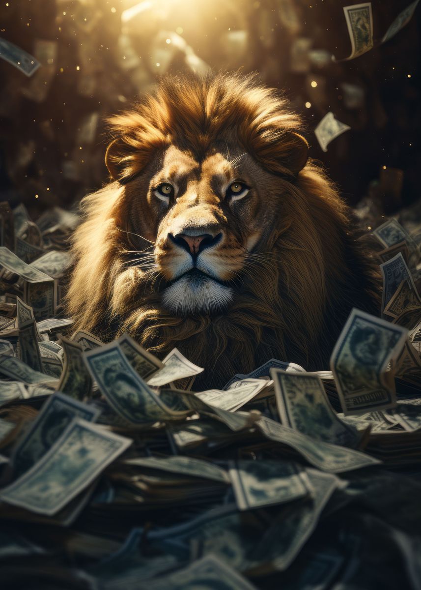 'Money Lion Rich Dollars' Poster, picture, metal print, paint by Zenz ...