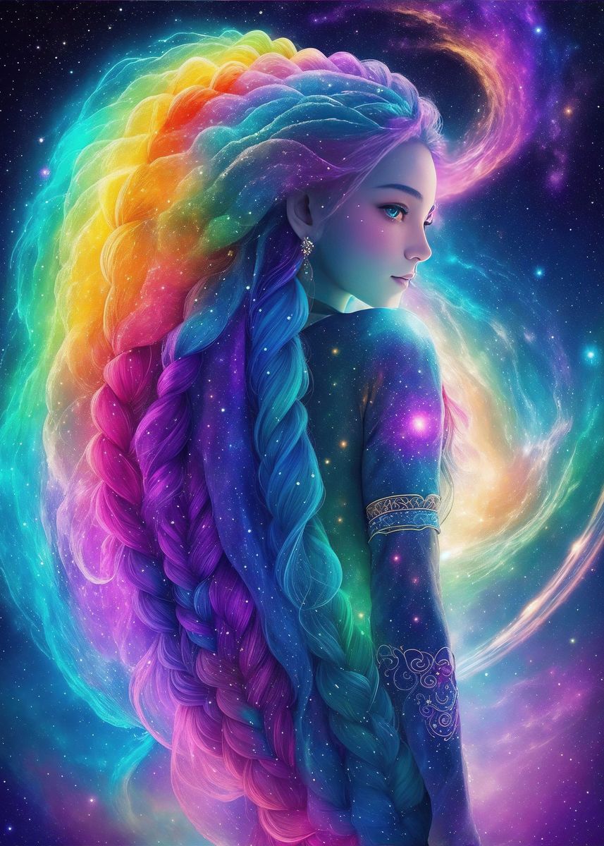 'Rainbow Girl' Poster, picture, metal print, paint by GLITCHED ART ...