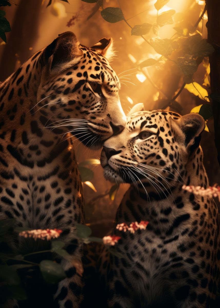 'Romantic Loving Leopards' Poster, picture, metal print, paint by Zenz ...