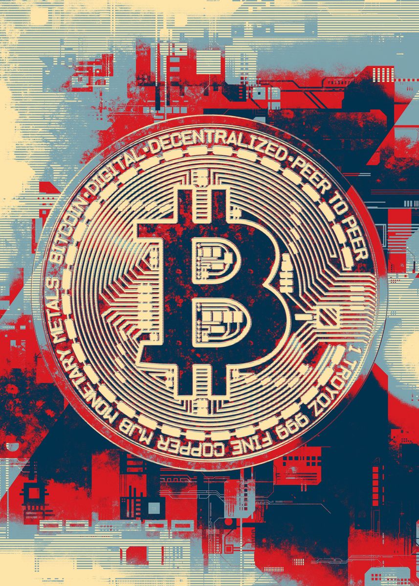 'Bitcoin' Poster, picture, metal print, paint by line2art | Displate
