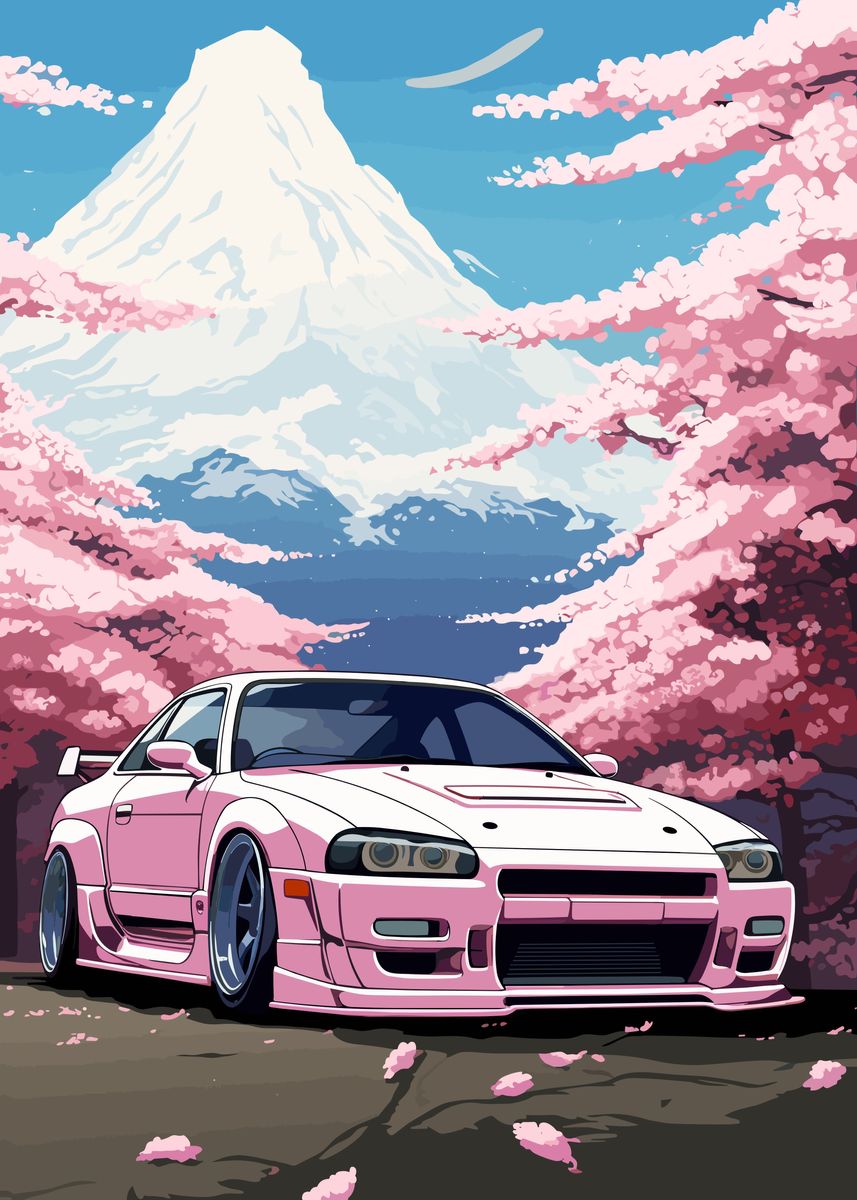 'Japan Drift Car Mount Fuji' Poster, picture, metal print, paint by ...