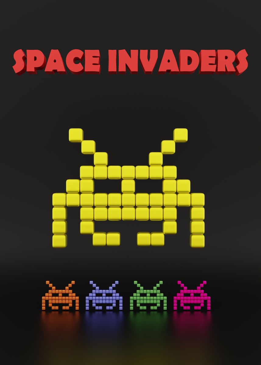 'Space Invaders Poster' Poster, picture, metal print, paint by Shweta ...