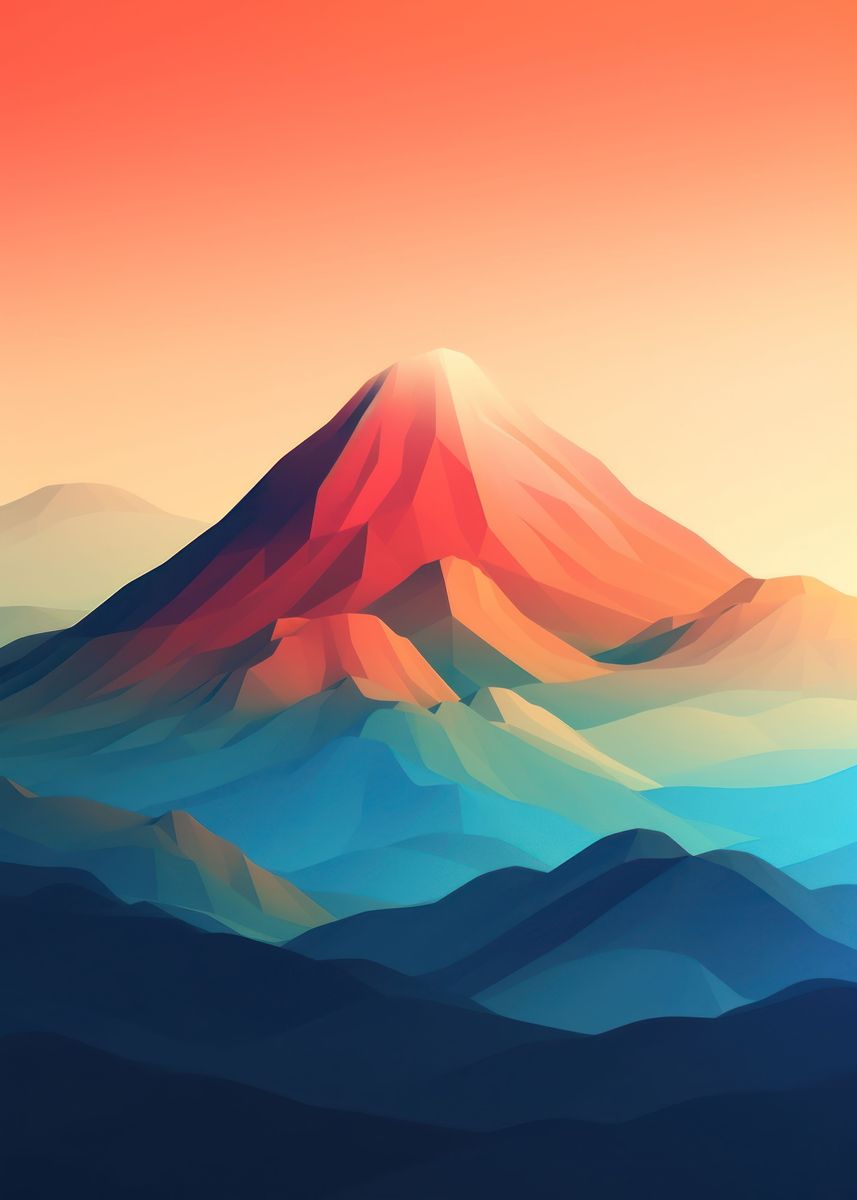 'Red Mountain Sunrise' Poster by JON HUGHES | Displate