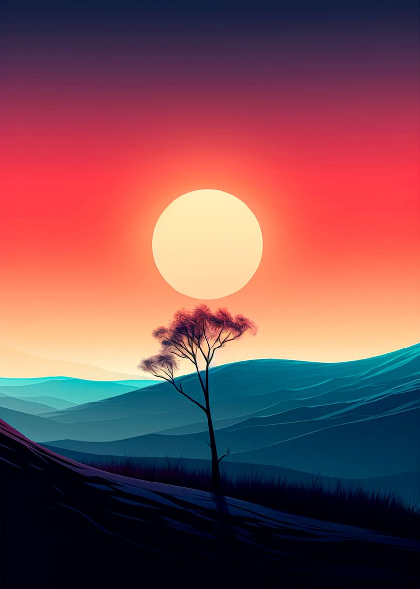'Sunset Landscape' Poster by tina bear | Displate