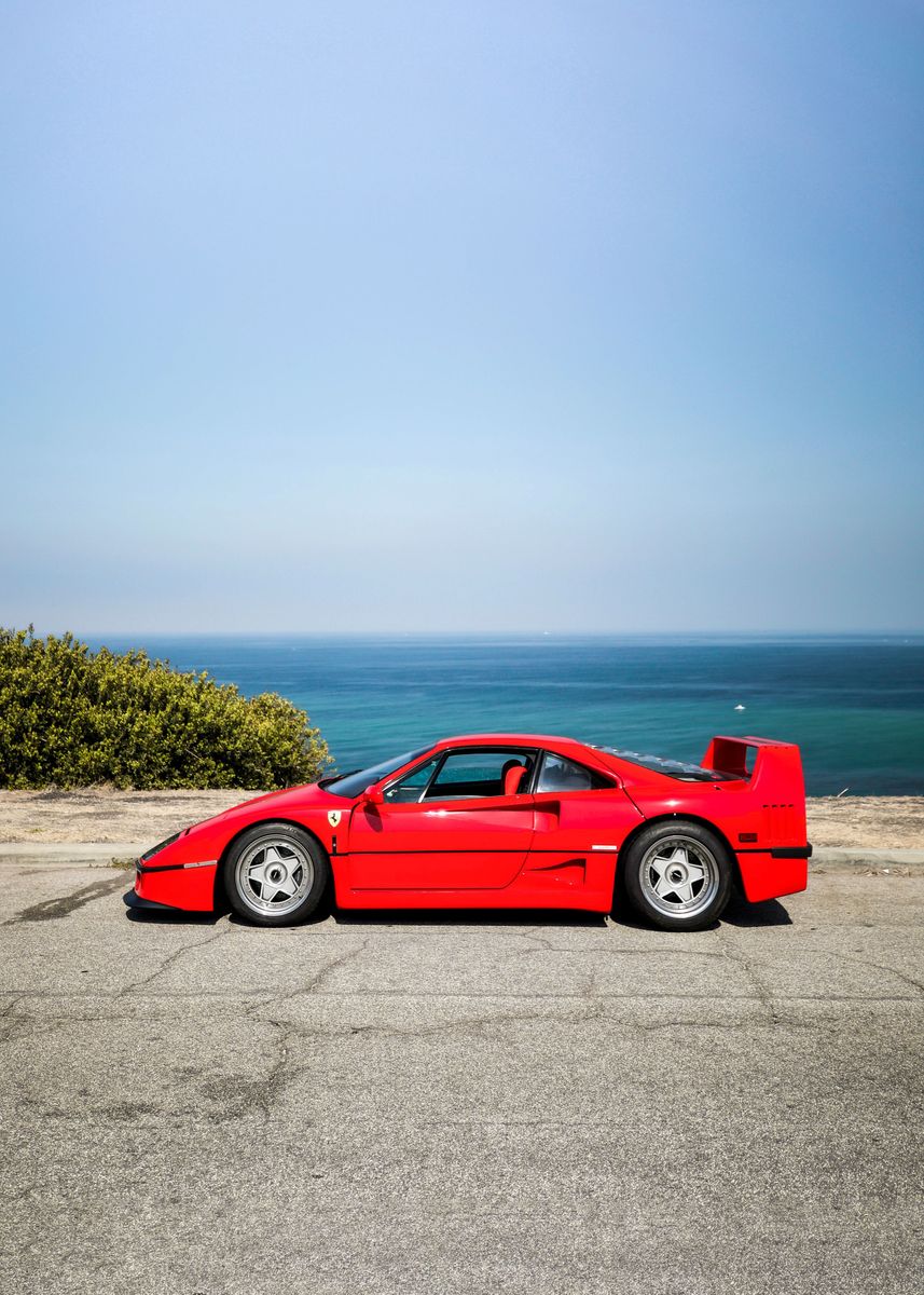 'Ferrari F40 beach red' Poster, picture, metal print, paint by gani ...