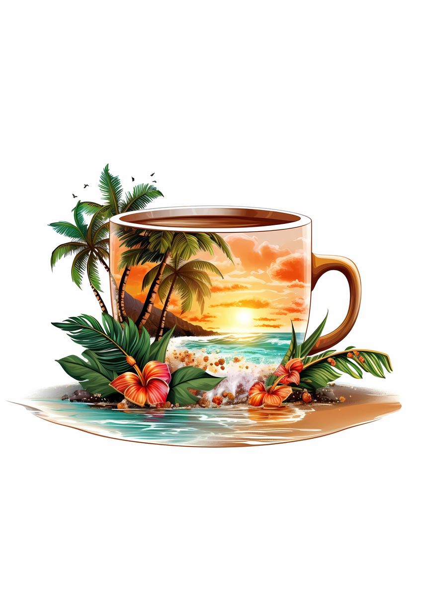 'Landscape Cocktail Coffee' Poster, picture, metal print, paint by ART ...