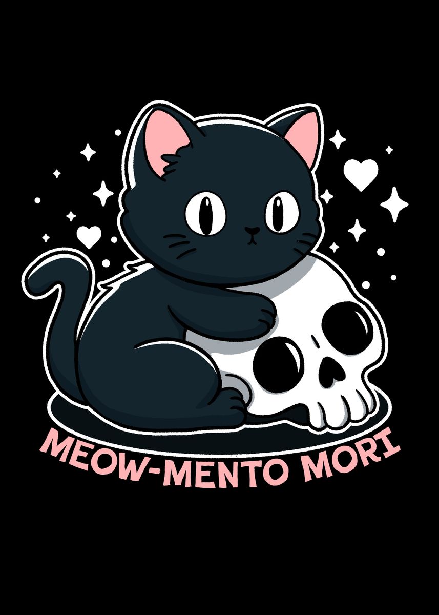 'Cat Memento Mori' Poster, picture, metal print, paint by Fanfreak ...