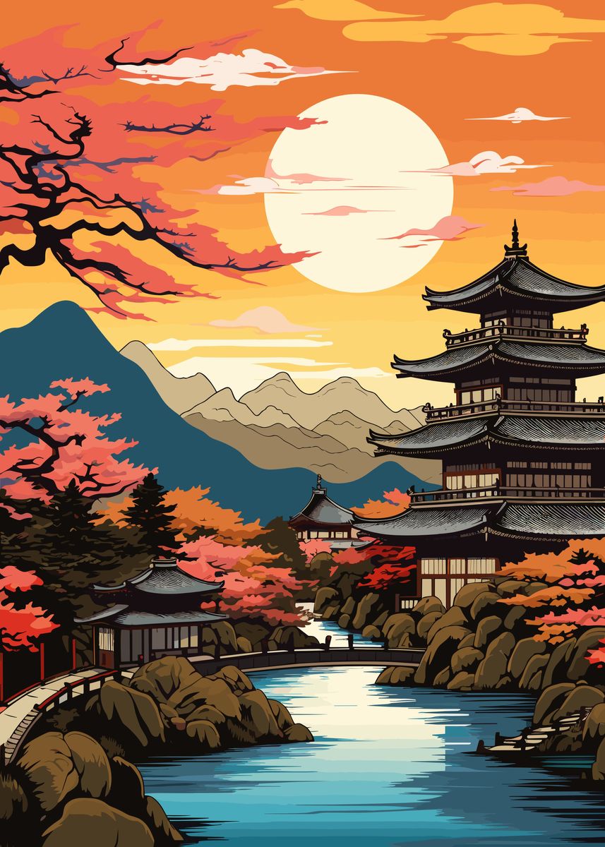 'Japan Citypop Landscape' Poster, picture, metal print, paint by Mesh ...