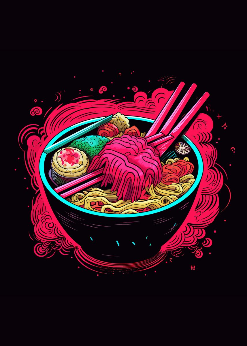 'ramen japan neon ' Poster, picture, metal print, paint by Mike Stand ...