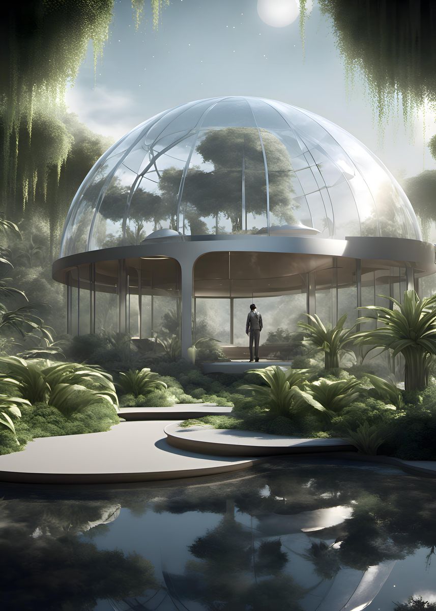 'Lunar Oasis Tech Meets Life' Poster, picture, metal print, paint by ...